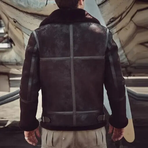 Mens Dark Brown Pilot Flying Shearling Leather Jacket