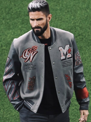 Ac Milan Varsity Jacket | Off White X Ac Milan Grey Varsity Jacket